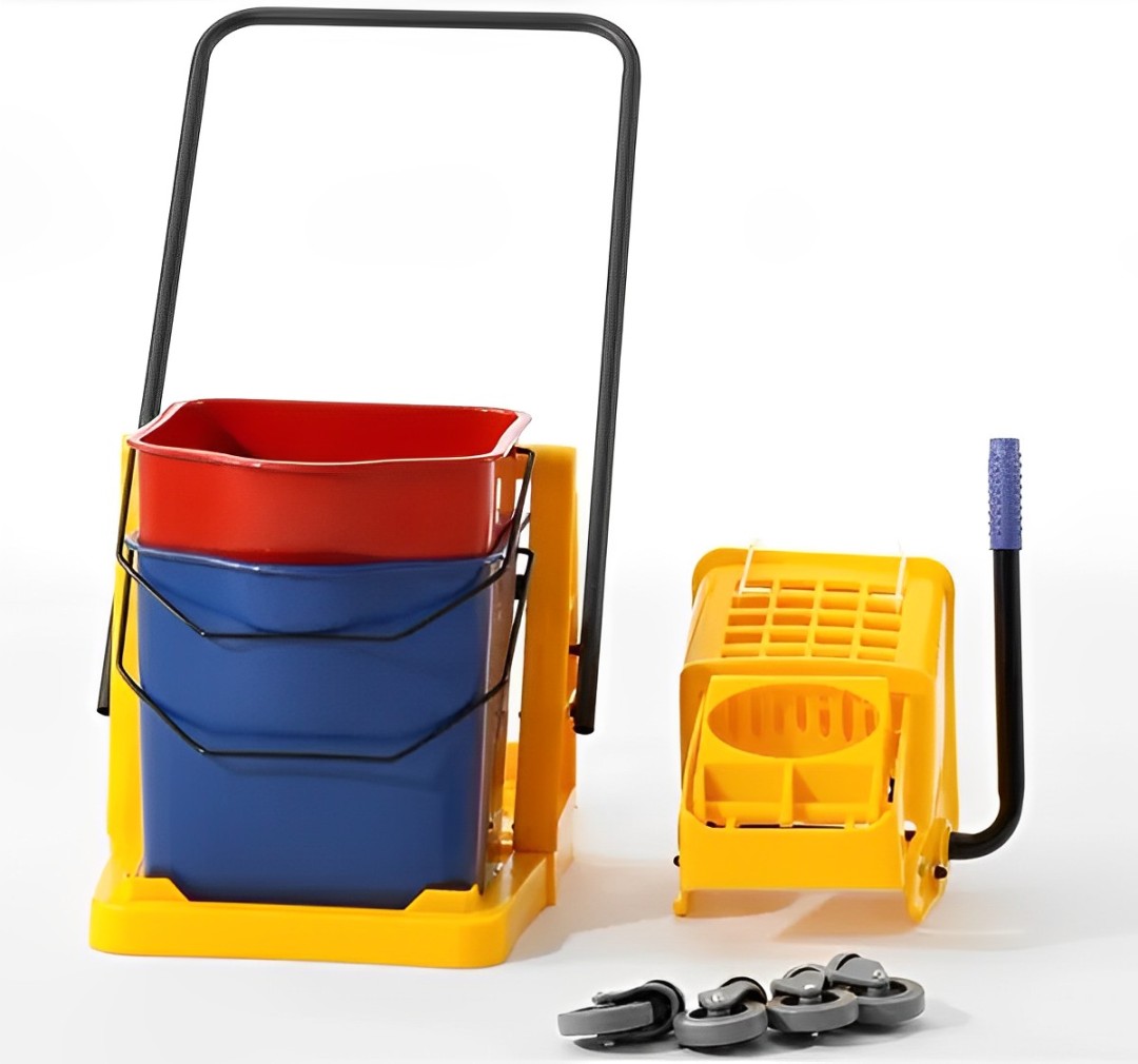 Stainless Steel Cleaning Double Bucket Wringer Mop Trolley 2024